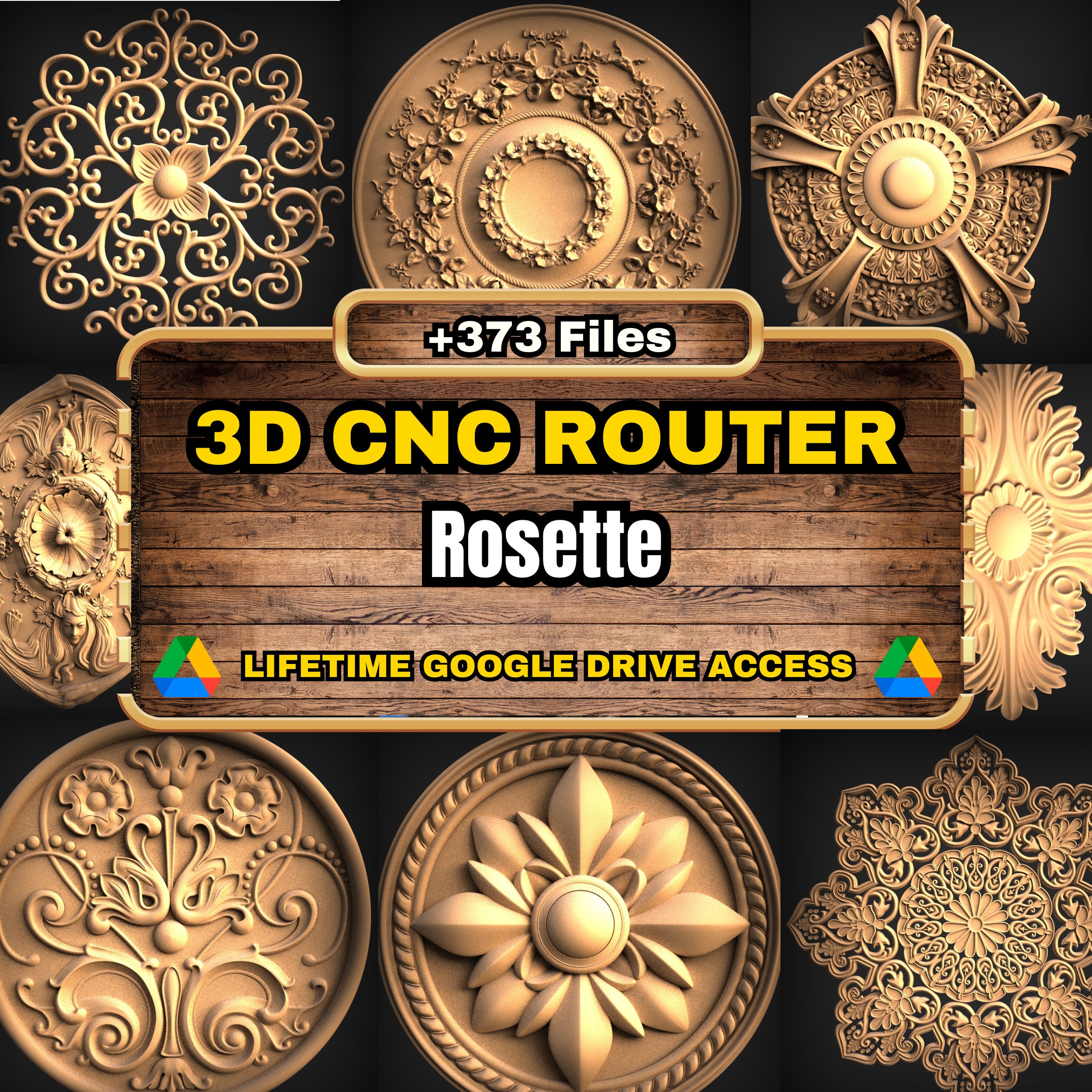 Rosette 3D CNC Router STL Pack: 373 STL Files of Flower and Roses ...