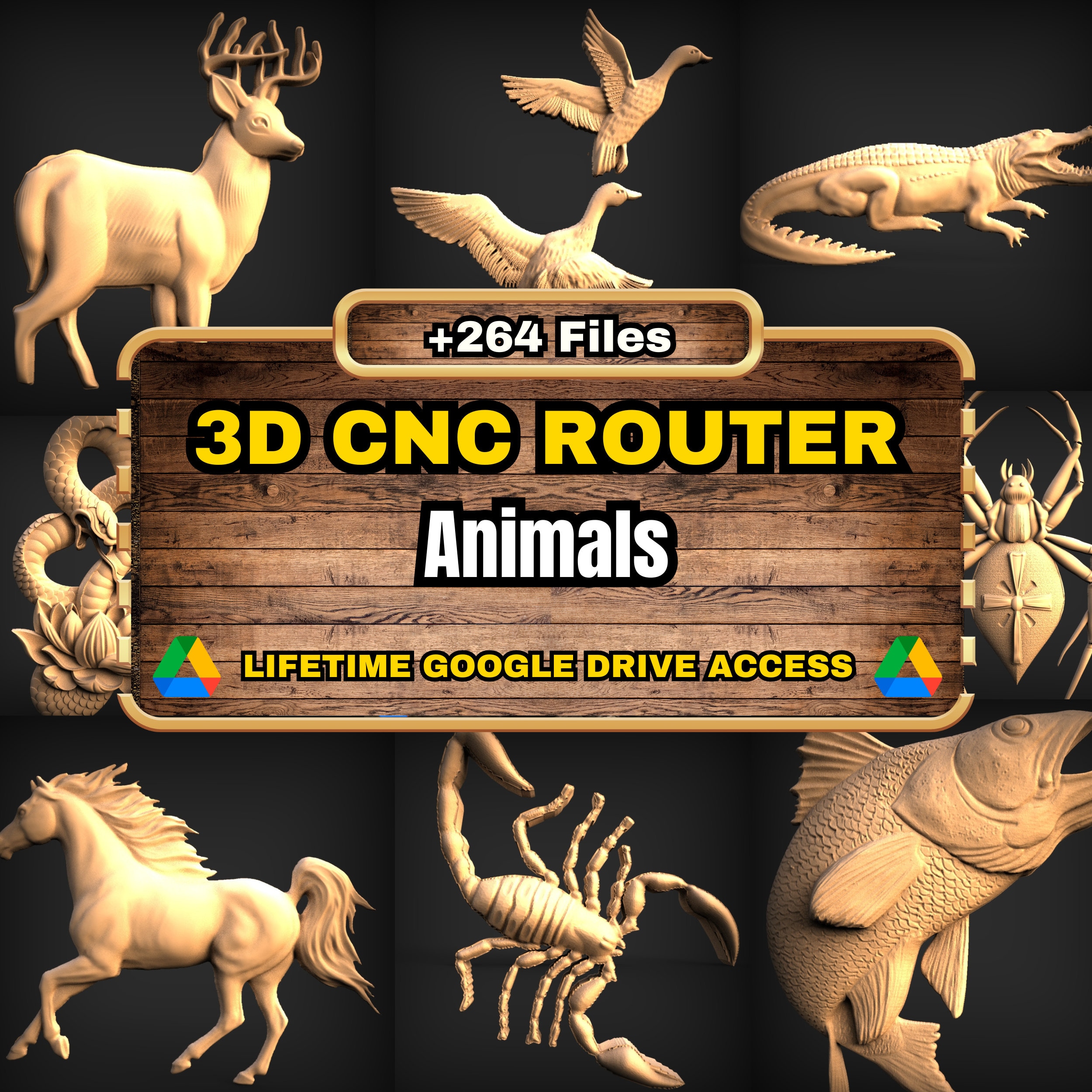 Animals 3D CNC Router STL Pack: +264 STL Files of Animals and Fishes ...