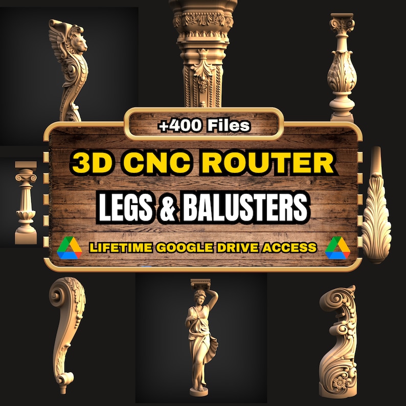Legs & Balusters 3D CNC Router STL Pack: +400 STL Files of Table Legs ...