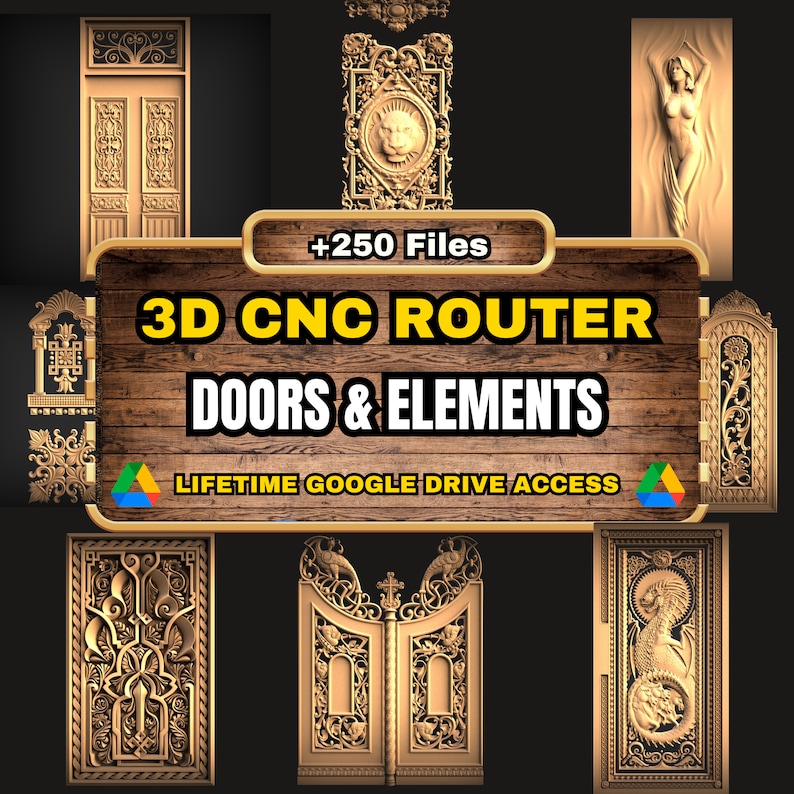 Doors & Elements 3D CNC Router STL Pack: 250 STL Files of Doors and ...