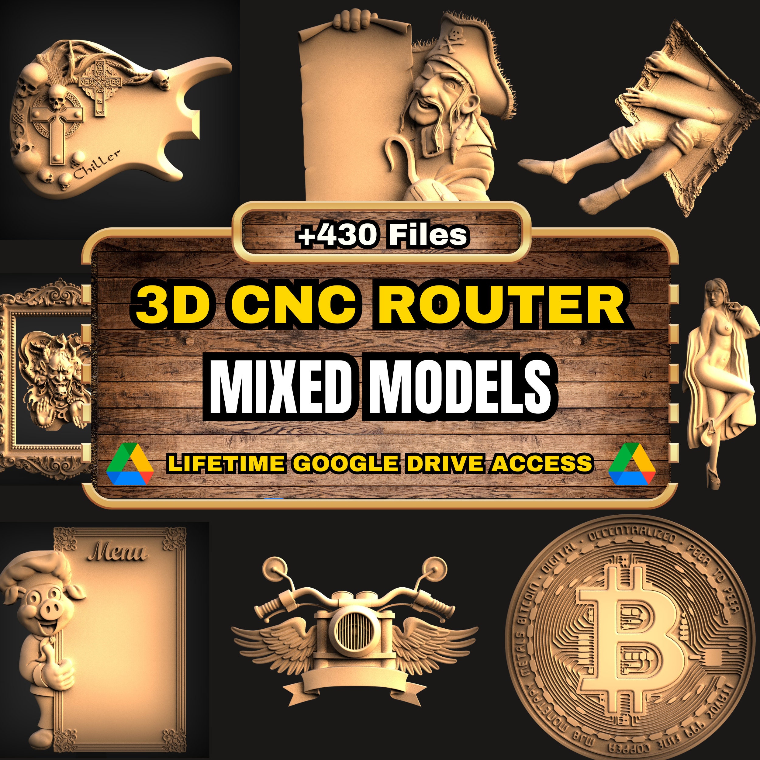 Mixed 3D CNC Router STL Pack: +430 STL Files of Mixed and Random Models ...