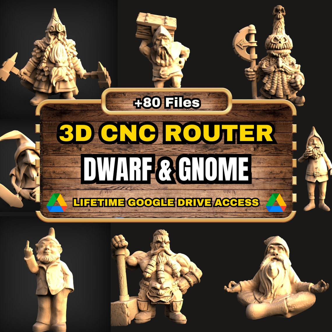 Dwarf & Gnome 3D CNC Router STL Pack: +80 STL Files of Dwarves and ...
