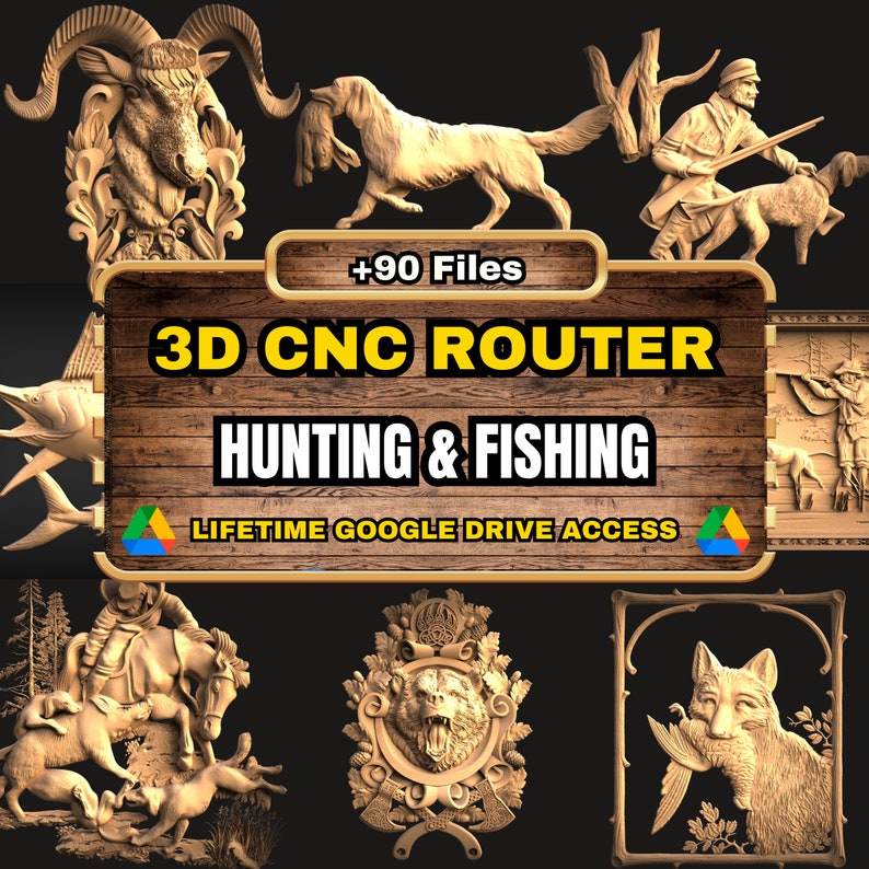Hunting & Fishing 3D CNC Router STL Pack: +90 STL Files of Hunt and ...