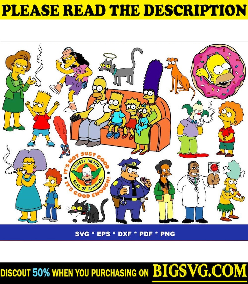 1.000 Simpsons Clip Art Bundle, Simpsons Svg Cut Files for Cricut ...