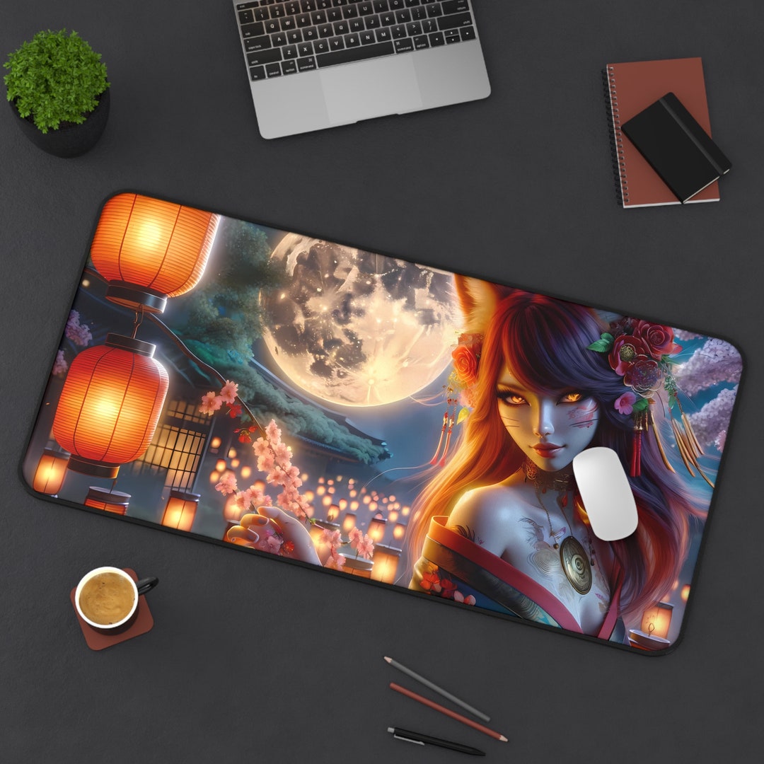 Tamamo-no-mae Kitsune Mouse Pad: Mysterious Seductress Under Moonlight ...