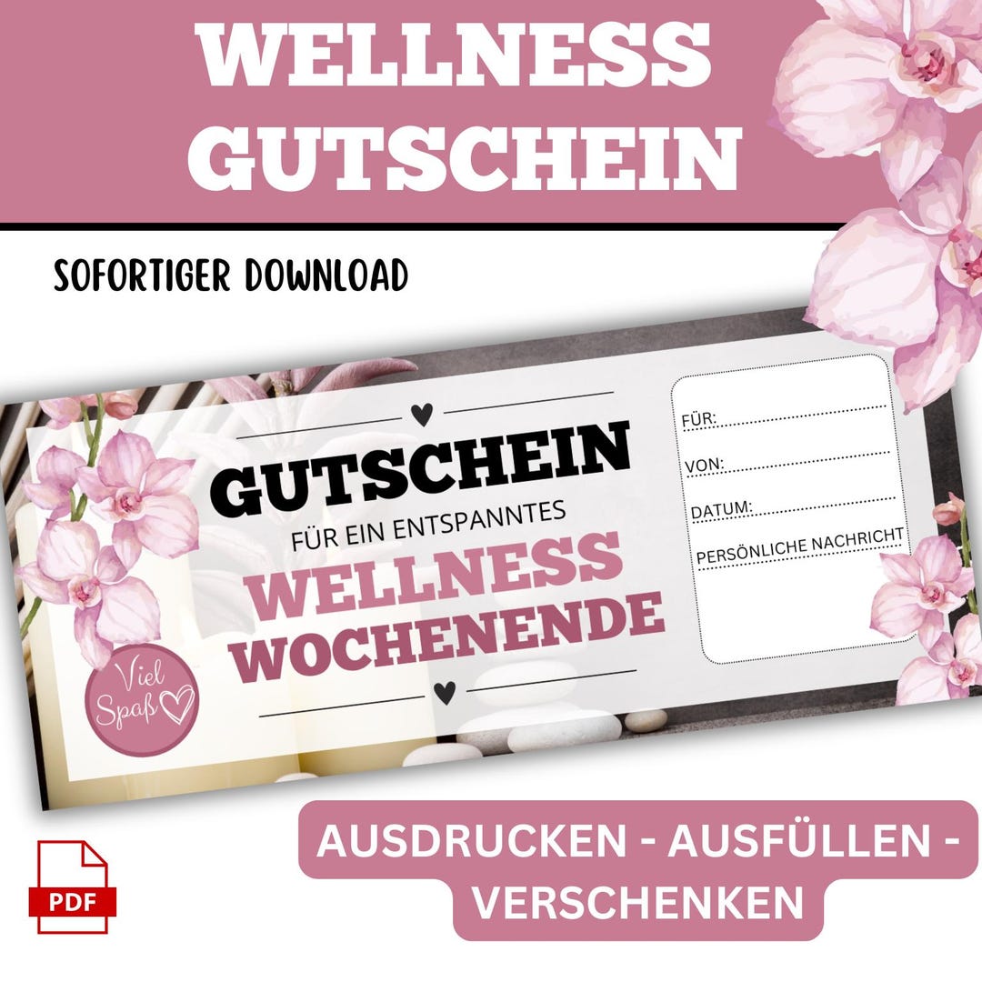 Printable Wellness Voucher PDF | Pink Template for Handwriting | 2 Back ...