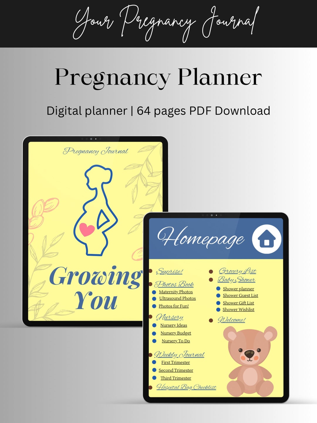 Pregnancy Journal, Pregnancy Planner, Digital Pregnancy Planner ...
