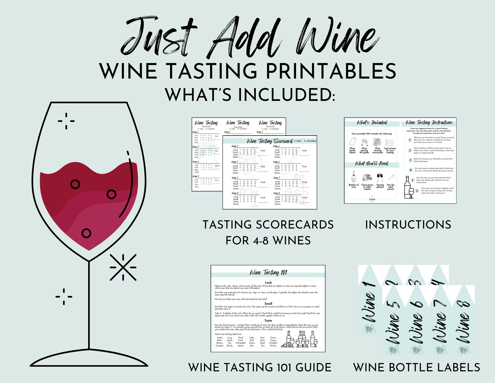 Printable Blind Wine Tasting Party Game - Host Your Own DIY Wine ...