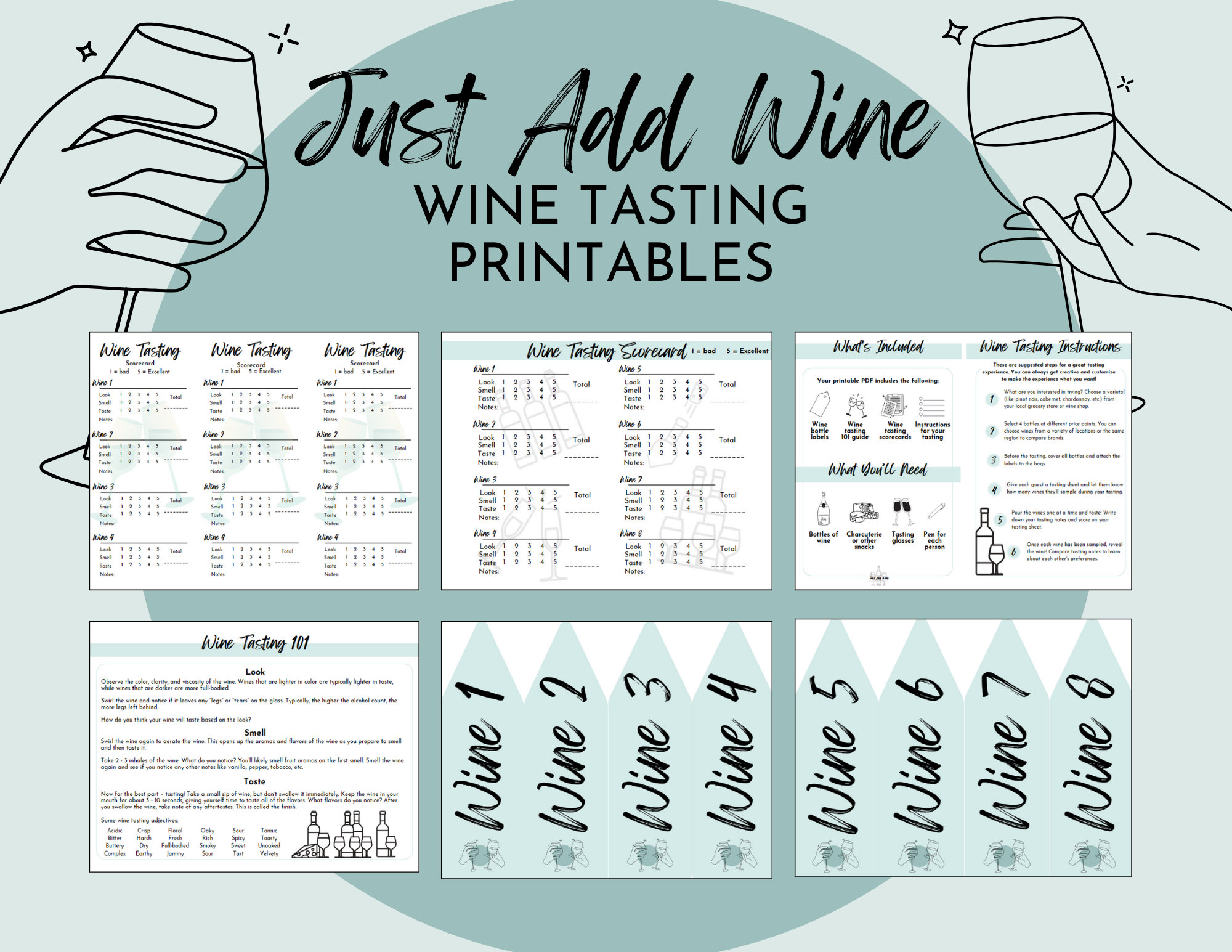 Printable Blind Wine Tasting Party Game - Host Your Own DIY Wine Tasting Party With Scorecards ...