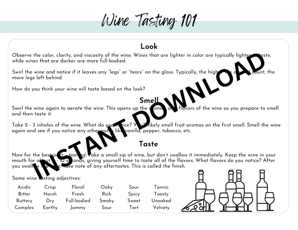 Printable Blind Wine Tasting Party Game - Host Your Own DIY Wine ...