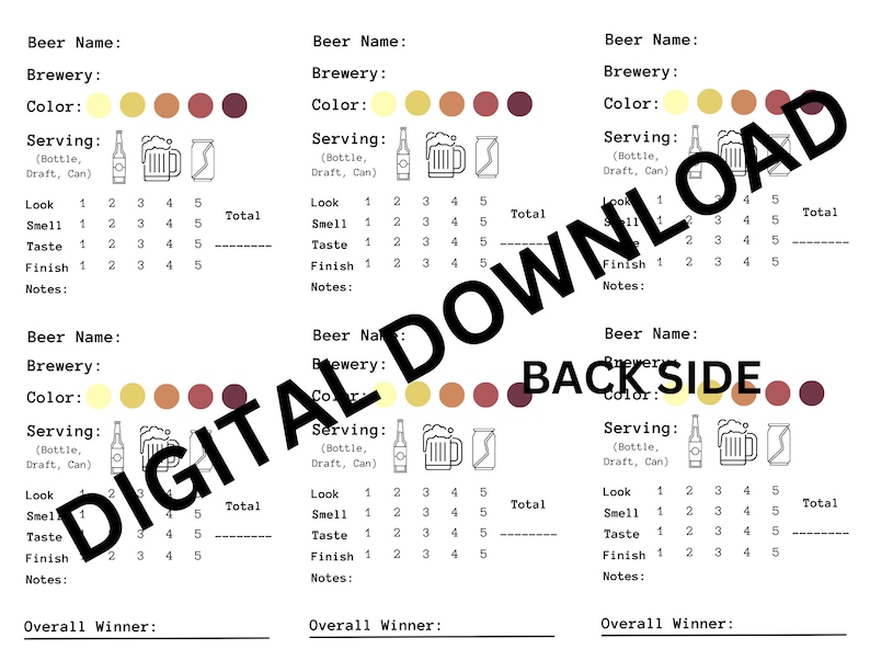 Beer Tasting Party Game – DIY Scorecards & Guide (digital Download) - Etsy