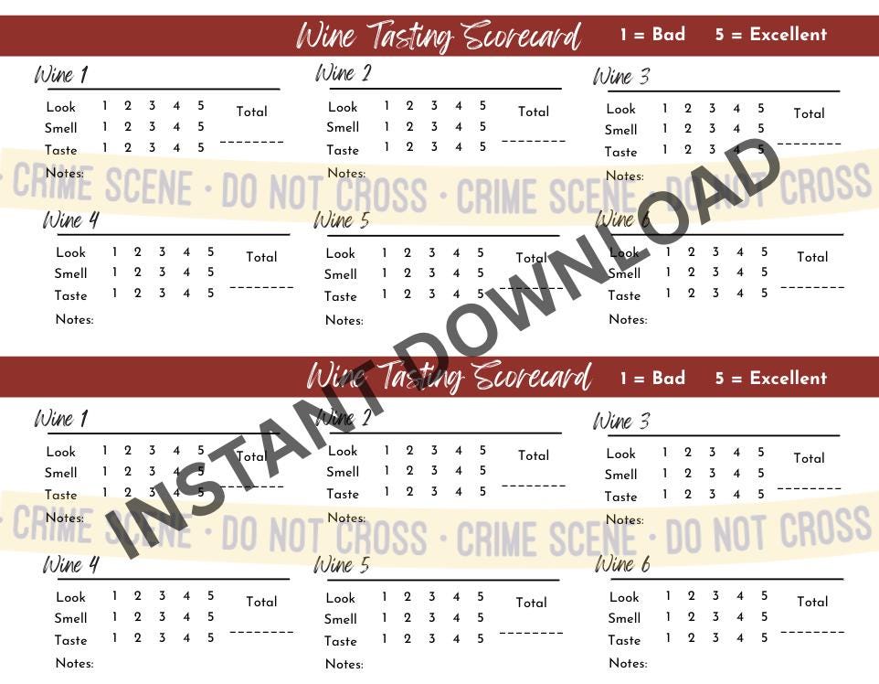 True Crime Printable Wine Tasting - Etsy
