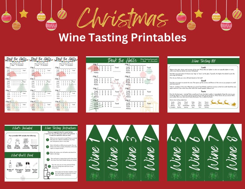 Christmas Wine Tasting Party Printables - Etsy