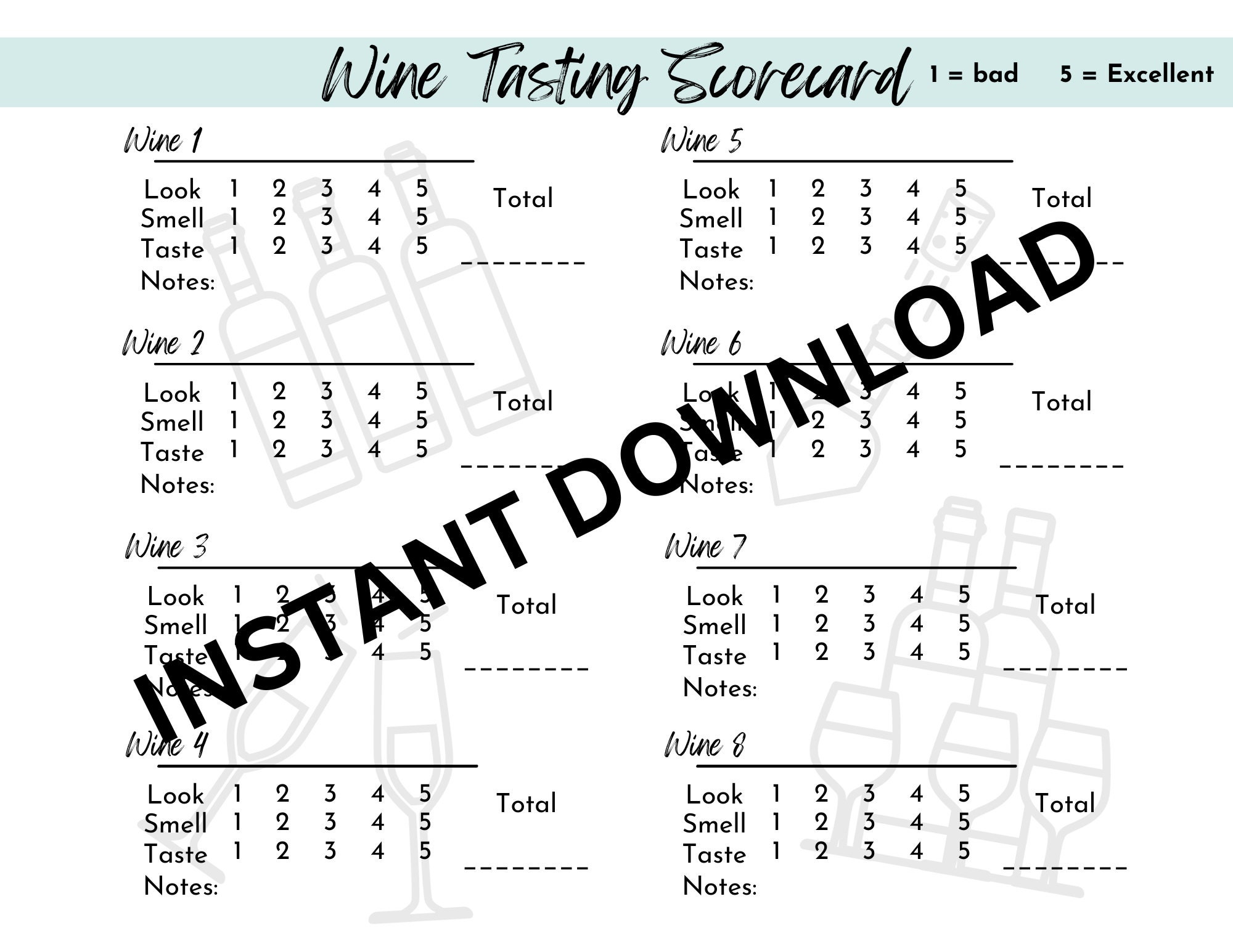 Printable Blind Wine Tasting Party Game - Host Your Own DIY Wine ...