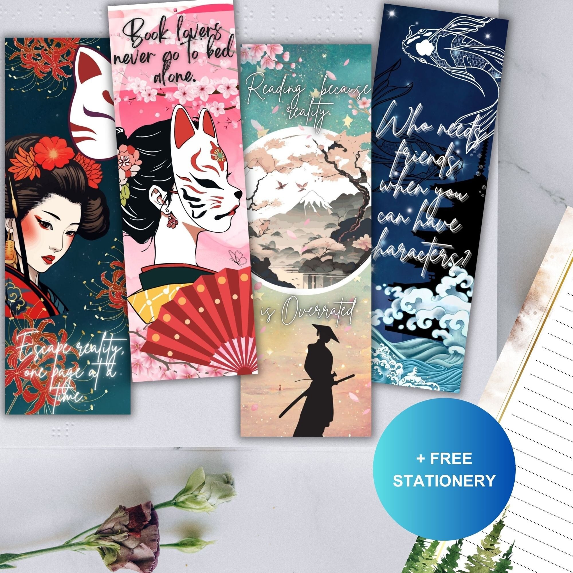 Cool Japan Style Printable Bookmarks , Aesthetic Japanese Themed ...