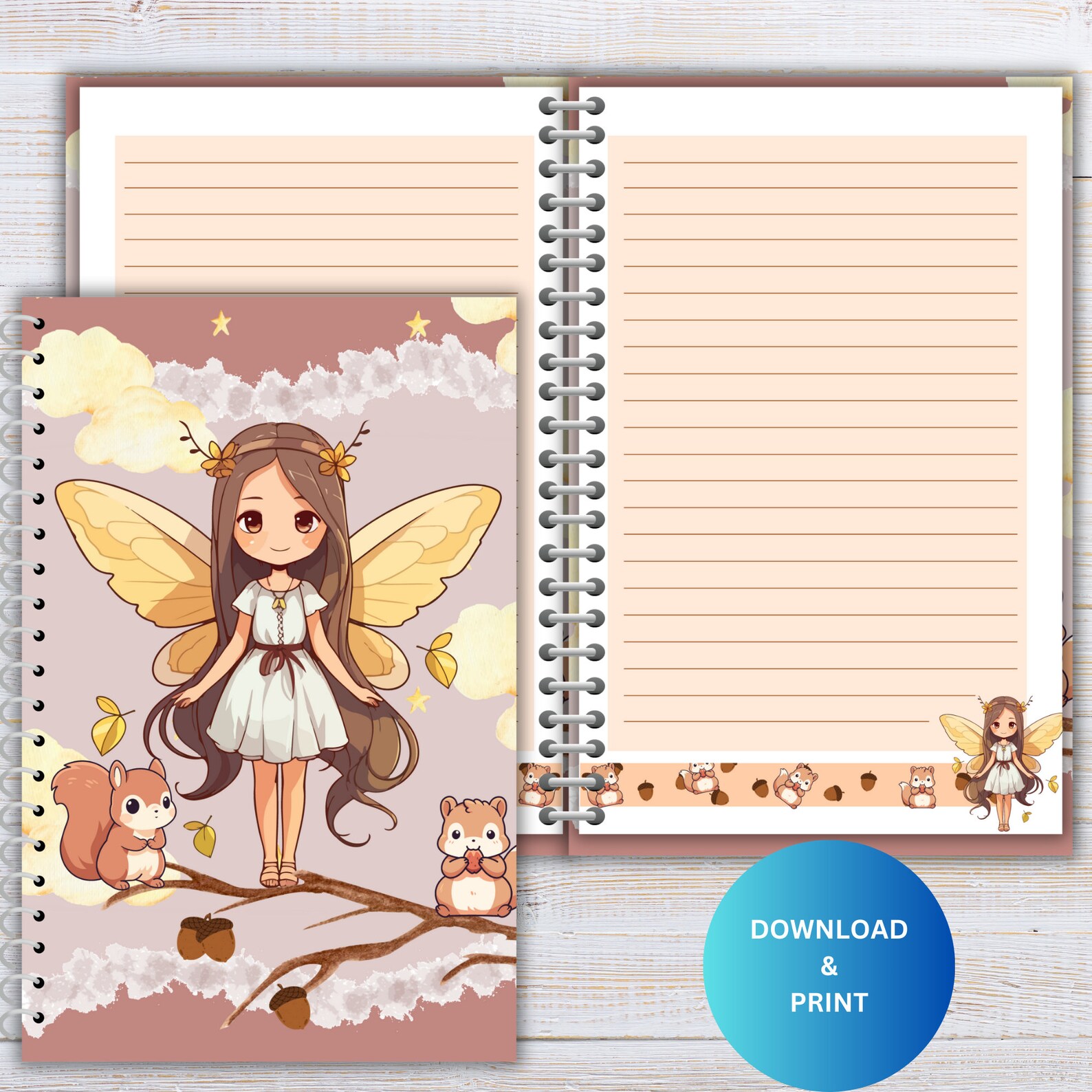 Forest Fairy Notebook, Printable Notebook, Cute Small Notebook, Half ...