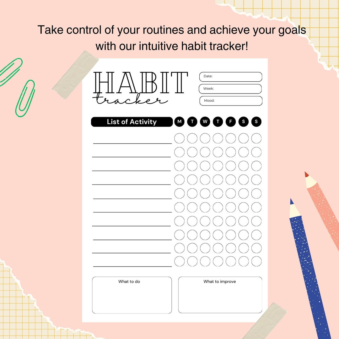 Printable Daily Habit Tracker Journal ,break Habits Record Progress ...