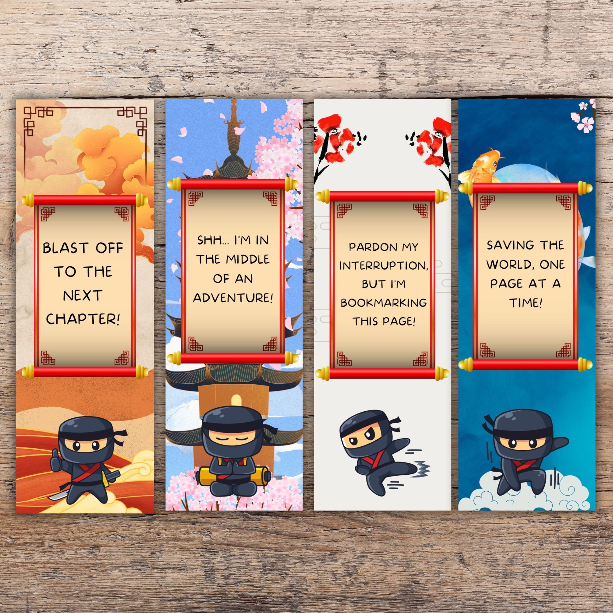 Cute Printable Bookmarks for Kids , Digital Bookmarks , Ninja Assassin ...