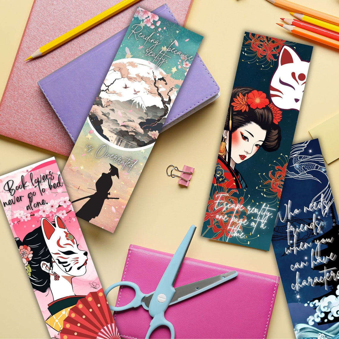 Cool Japan Style Printable Bookmarks , Aesthetic Japanese Themed ...