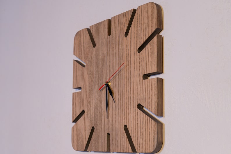 Wooden Clock - Handcrafted Square Analog Clock With Hands Minimalist ...