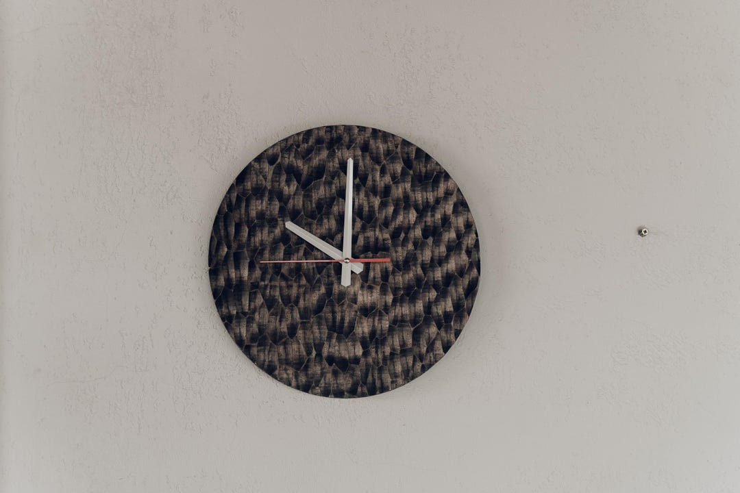 Textured Wooden Wall Clock SVG - Handcrafted Modern Ash Clock Design ...