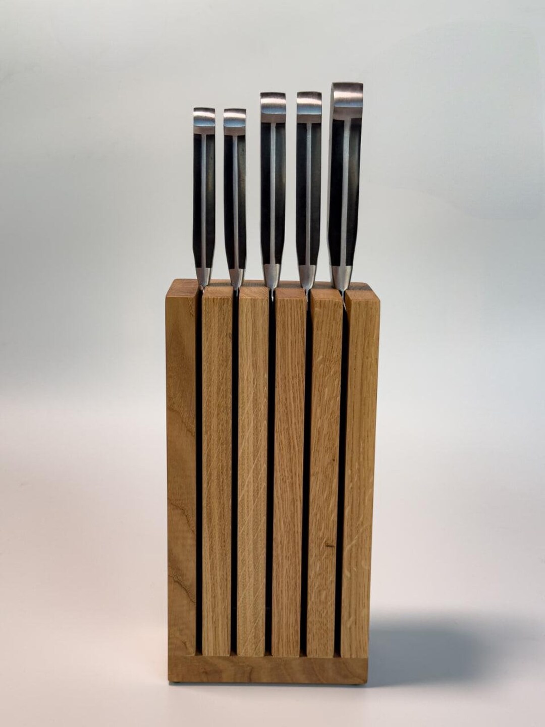 Oak Wood Knife Block Custom Knife Holder Rustic Knife Set Stand Modern ...