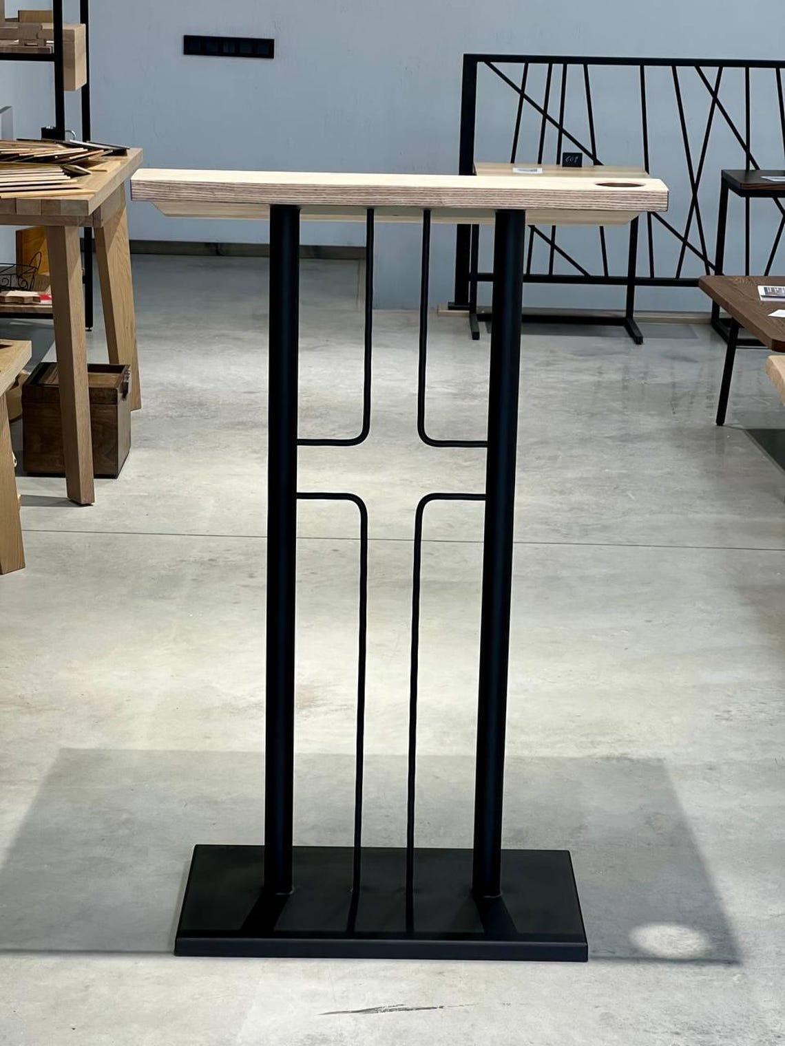Handcrafted Ash Wood Christian Lectern, Black Metal Base - Etsy