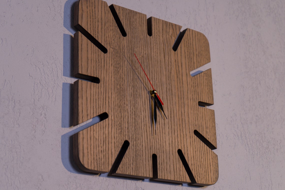 Wooden Clock - Handcrafted Square Analog Clock With Hands Minimalist ...