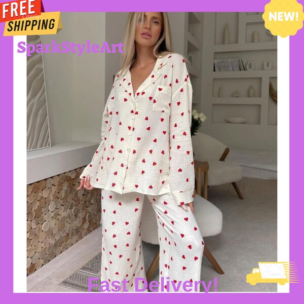 Red Valentine Pajamas - Etsy