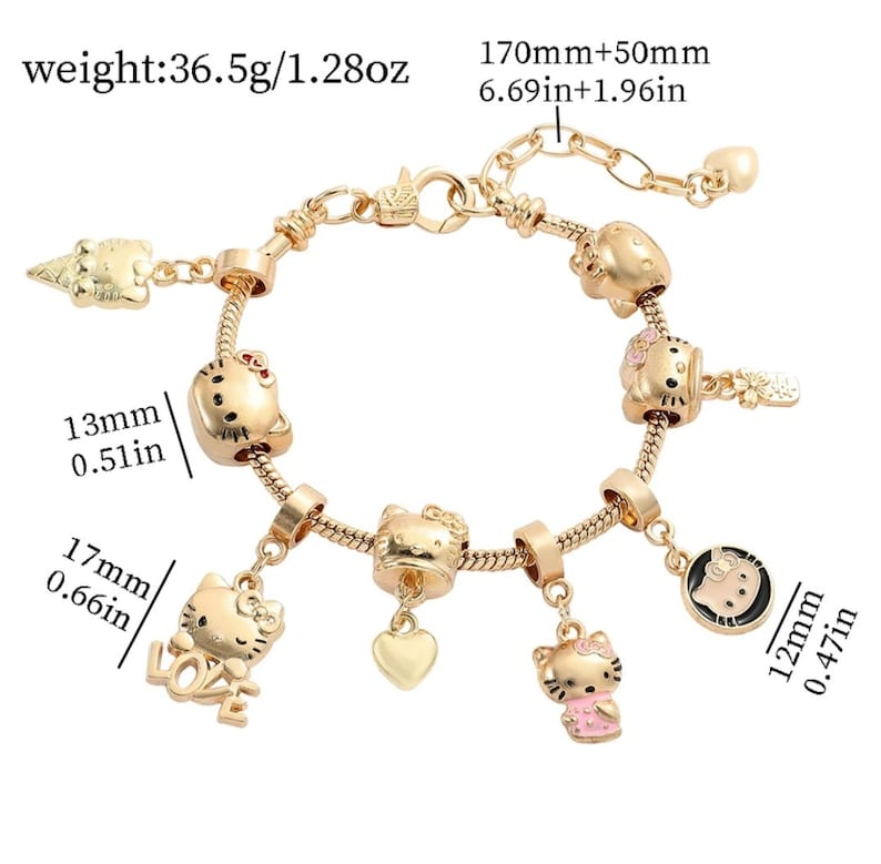 Charm Bracelet Hello Kitty - Etsy