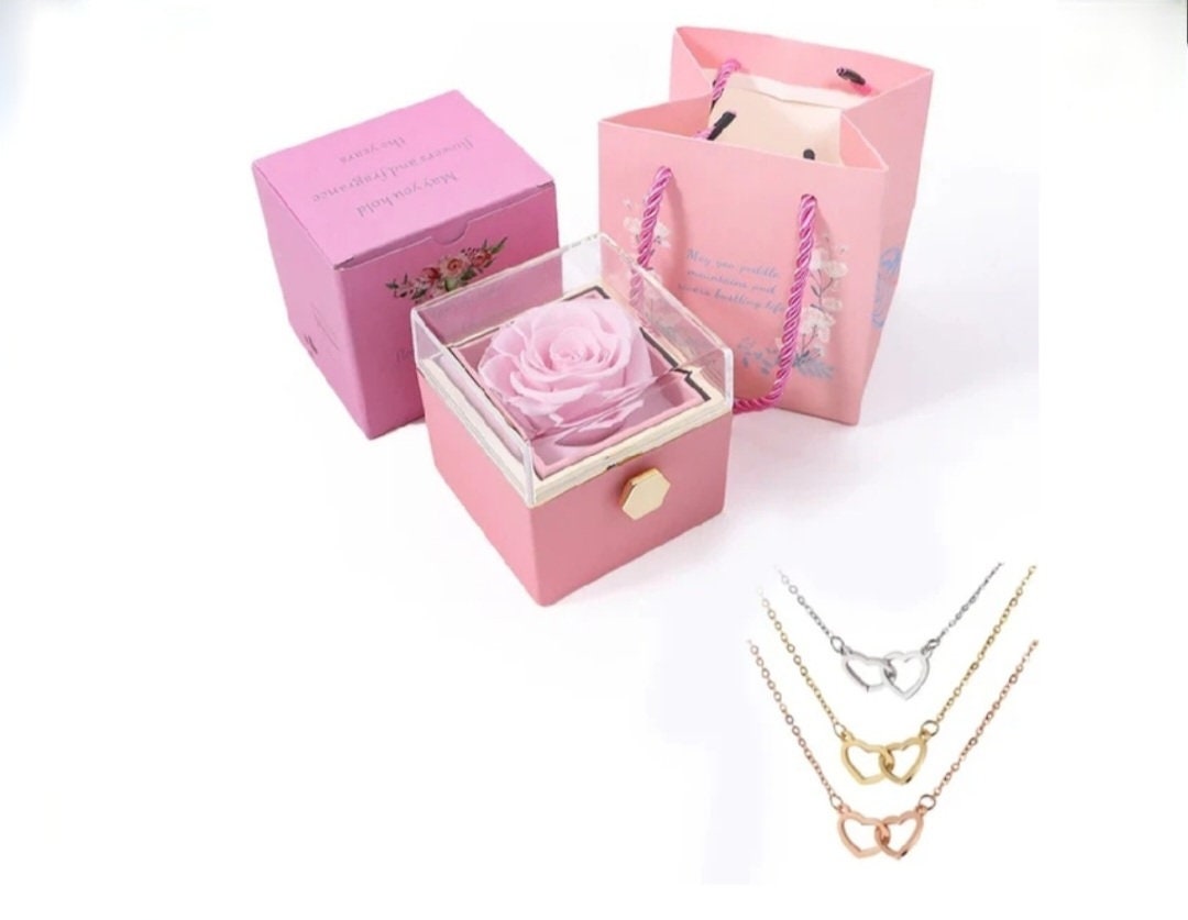 Eternal Rose With Necklace and Rotating Jewelry Box - Etsy