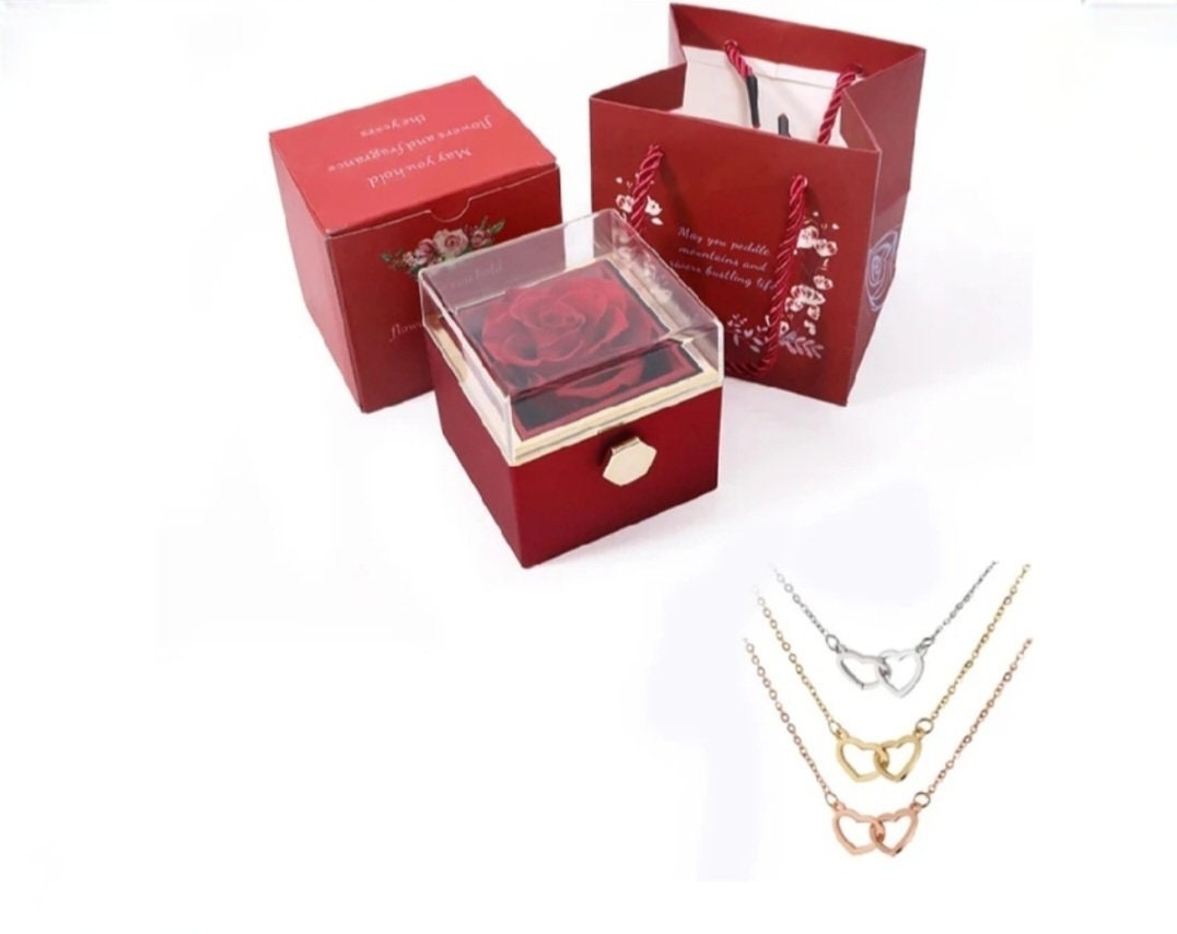 Eternal Rose With Necklace and Rotating Jewelry Box - Etsy
