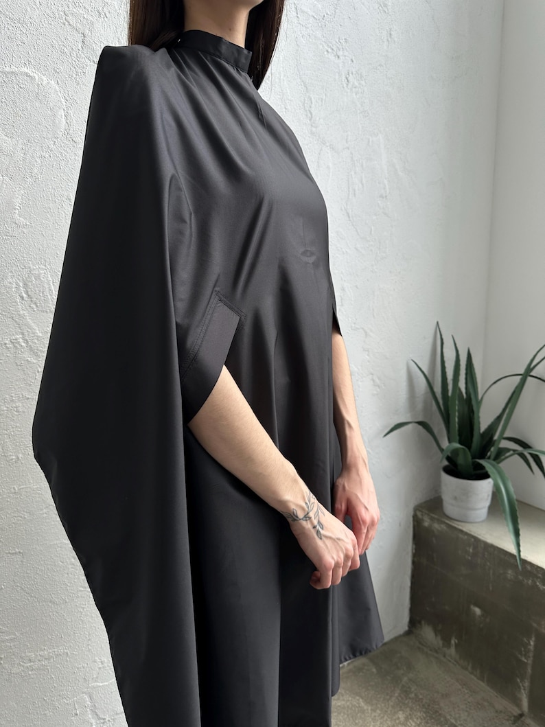 Black Cape With Arm Holes, Waterproof Cape With Logo for Hair Stylists ...