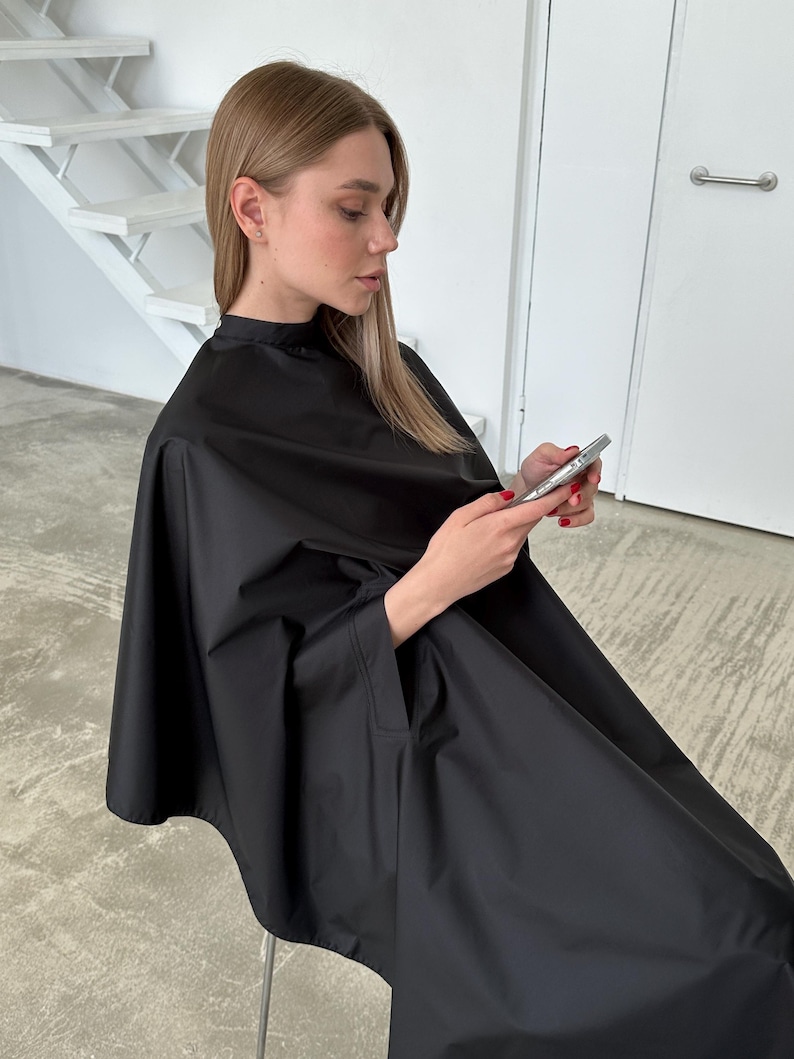 Black Cape With Arm Holes, Waterproof Cape With Logo for Hair Stylists ...