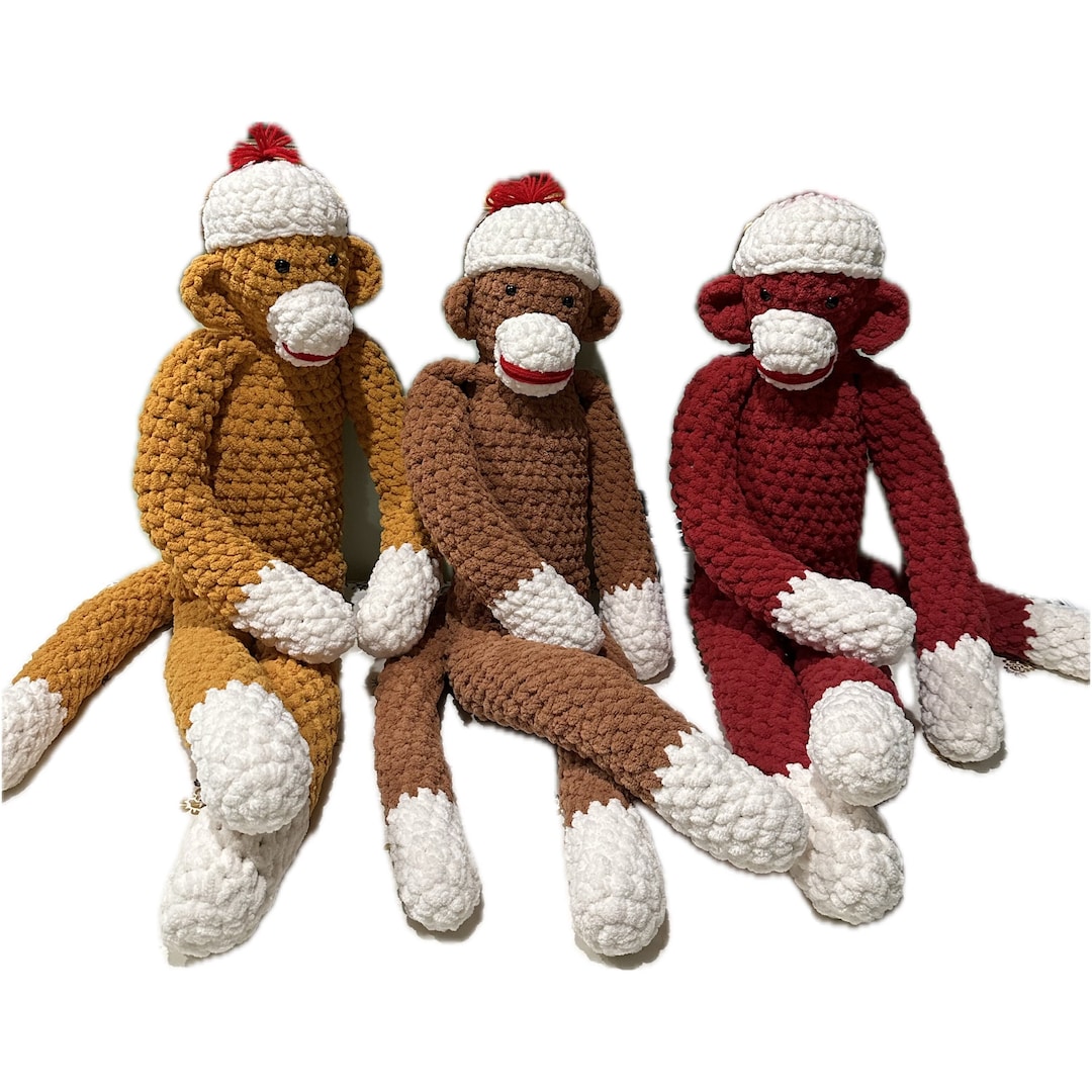 Sock Monkey (crochet) - Hugging Giant Monkey Toy for Kids (super Soft ...
