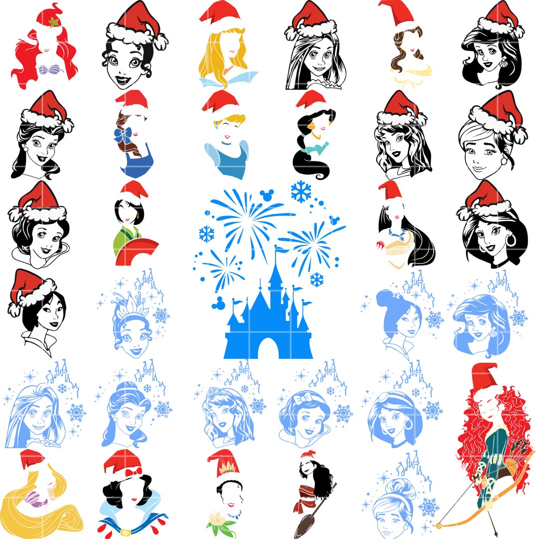 Princess Christmas Bundle Svg Clipart, Princesses Svg, Princesses ...