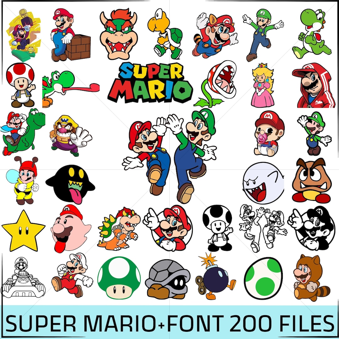 200 Files Super Mario PNG Bundle for Cricut and Sublimation, Mario Cut ...