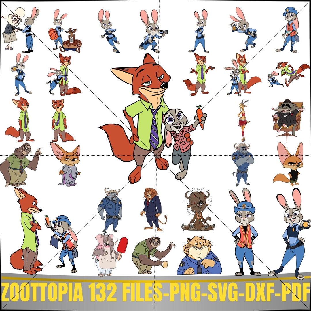 Zootopia SVG Png Cliparts Bundle, Zootopia SVG Cartoon Sublimation ...