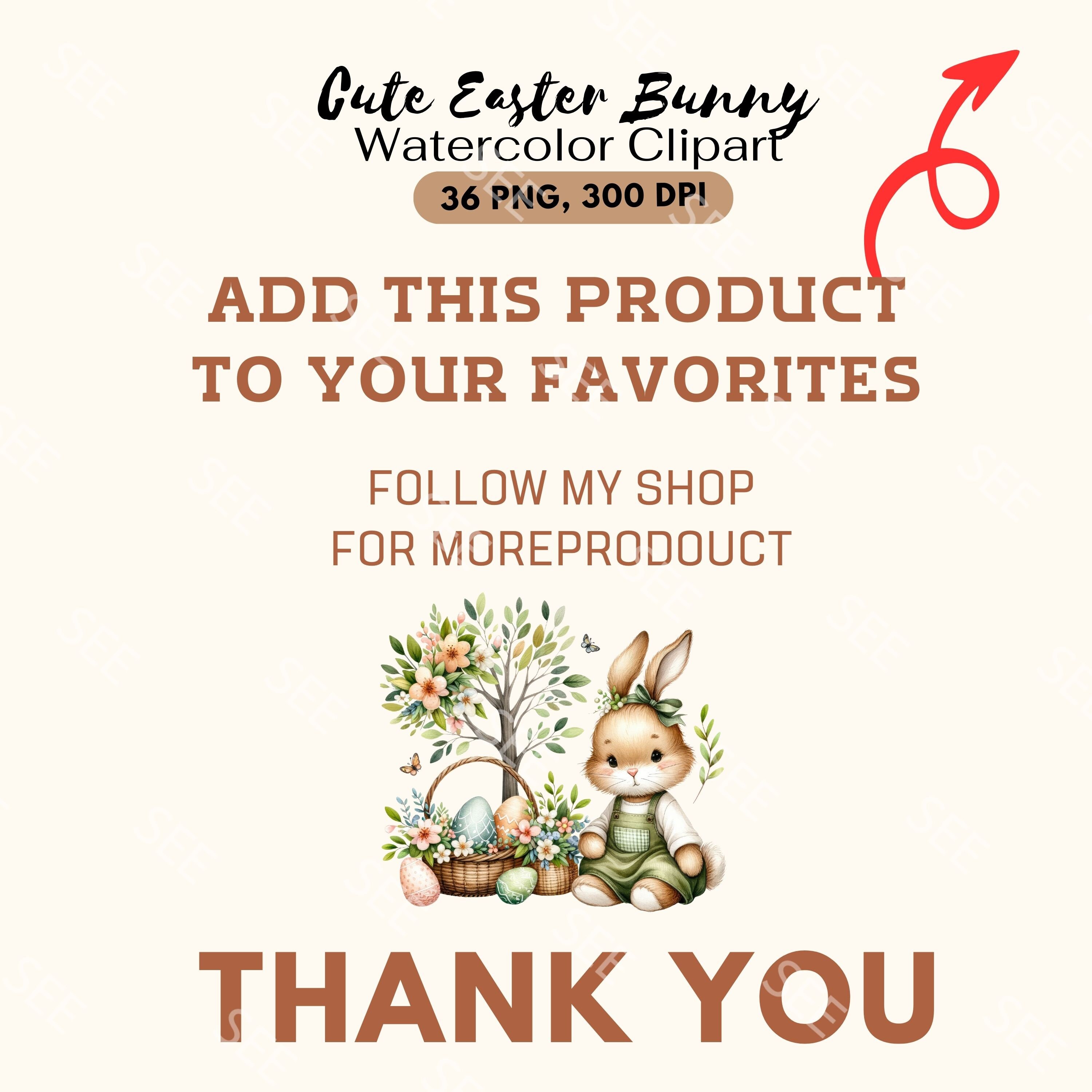 Cute Easter Bunny Clipart, Boho Bunny Clipart, Pastel Watercolor ...