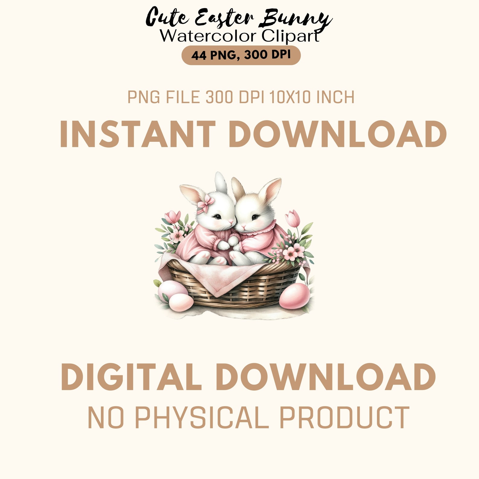 Cute Easter Bunny Clipart, Pastel Watercolor, Spring Bunnies,bunny Baby ...