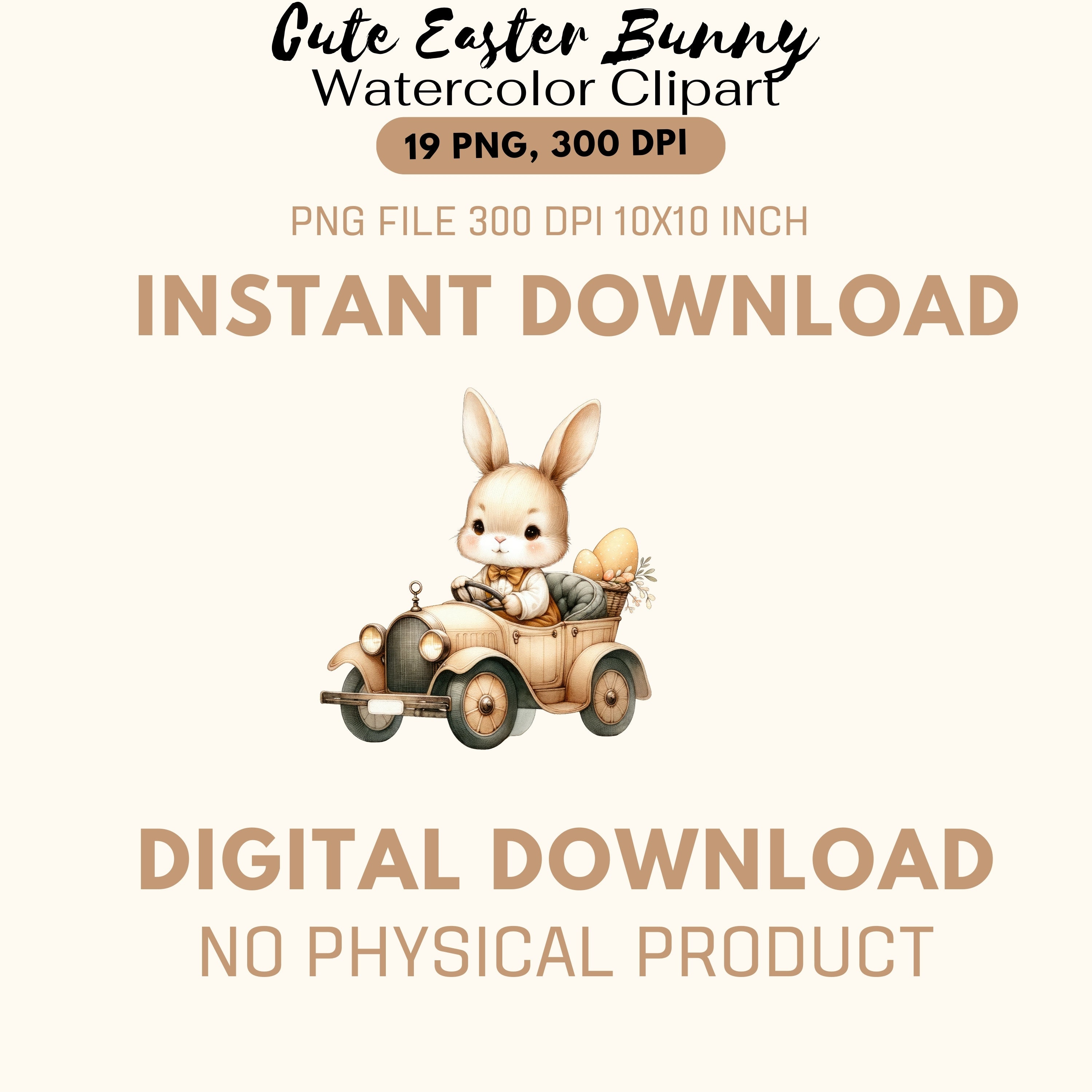 Country Farmhouse Easter Watercolor Clipart, Boho Bunny Clipart, Pastel ...