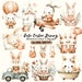 Cute Easter Bunny Clipart, Boho Bunny Clipart, Pastel Watercolor ...