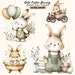 Cute Easter Bunny Clipart, Boho Bunny Clipart, Pastel Watercolor ...