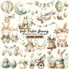 Cute Easter Bunny Clipart, Boho Bunny Clipart, Pastel Watercolor ...