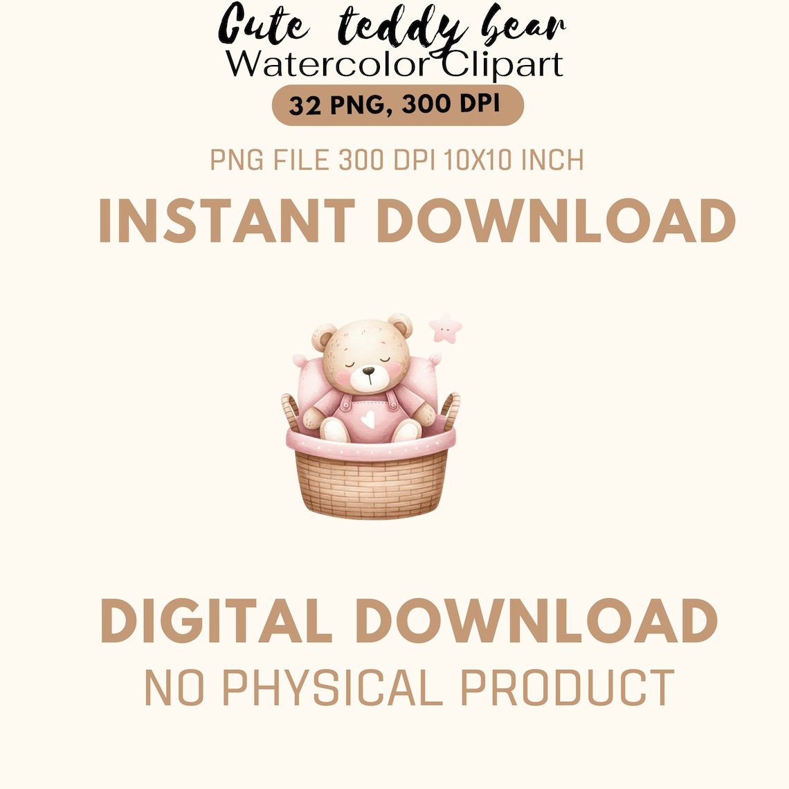 Sweet Baby Girl Teddy Bear Clipart, Watercolor Clipart, Teddy Bear ...