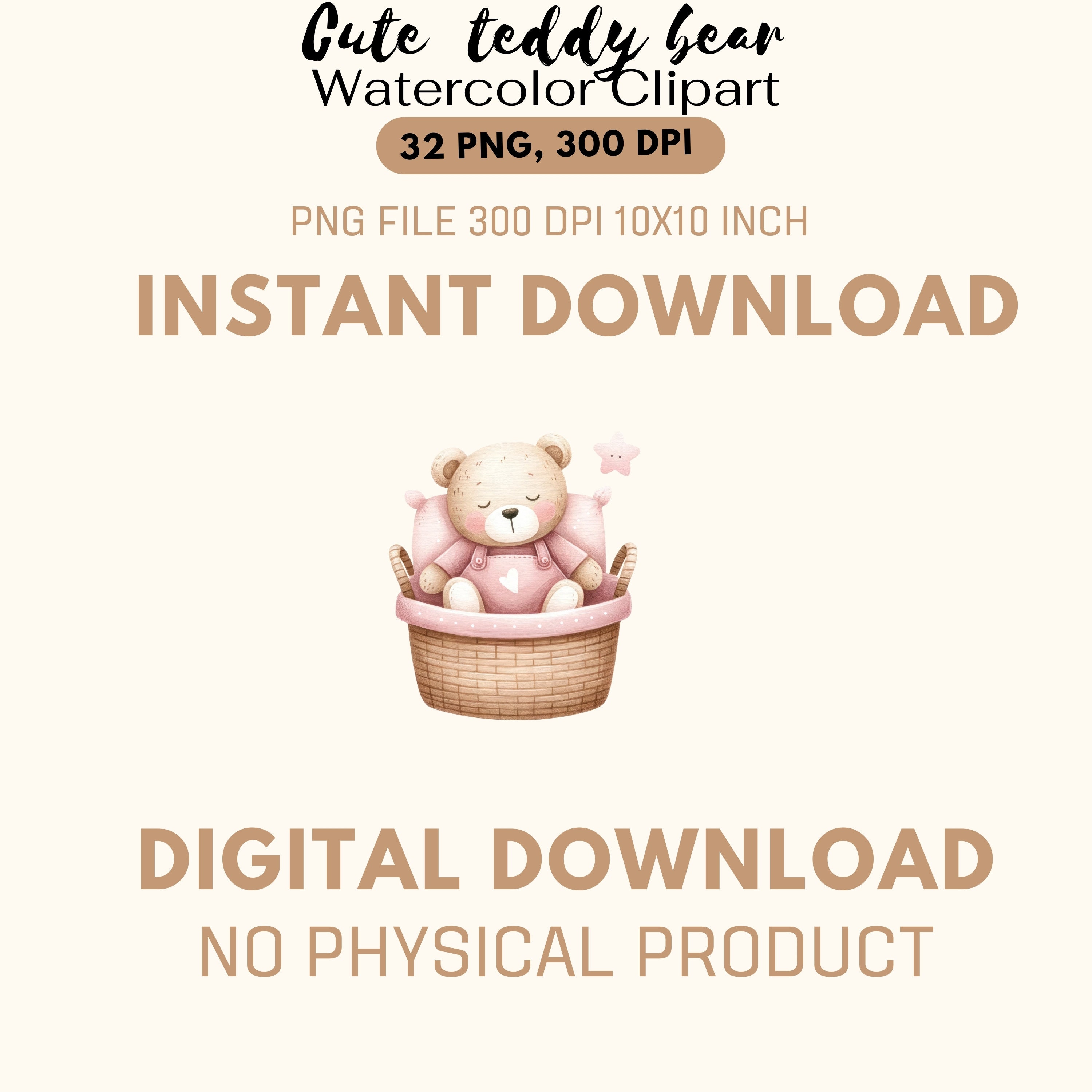 Sweet Baby Girl Teddy Bear Clipart, Watercolor Clipart, Teddy Bear ...