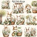Cute Easter Bunny Clipart, Boho Bunny Clipart, Pastel Watercolor ...
