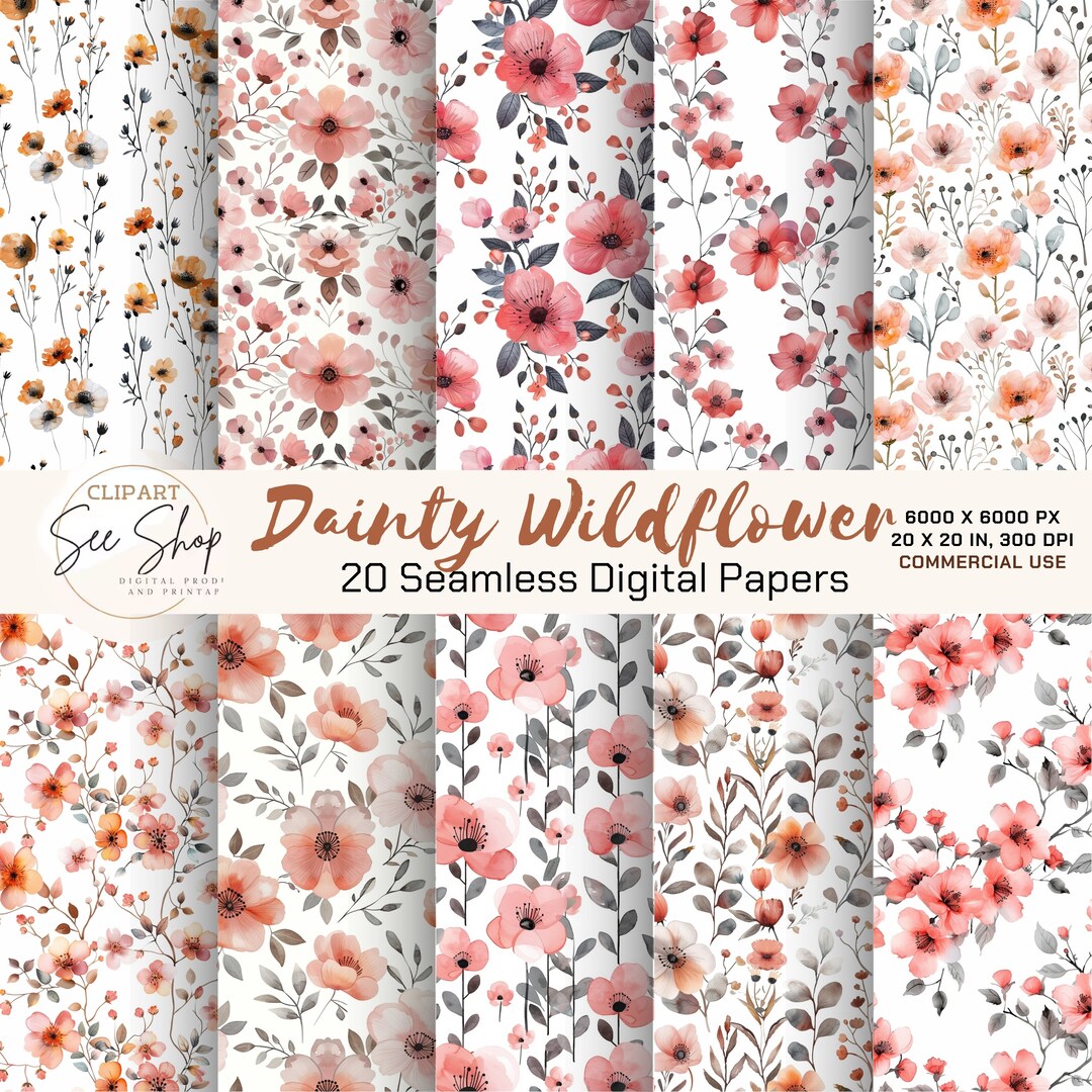 Dainty Wildflower Patterns, Wildflower Seamless Pattern, Flower ...