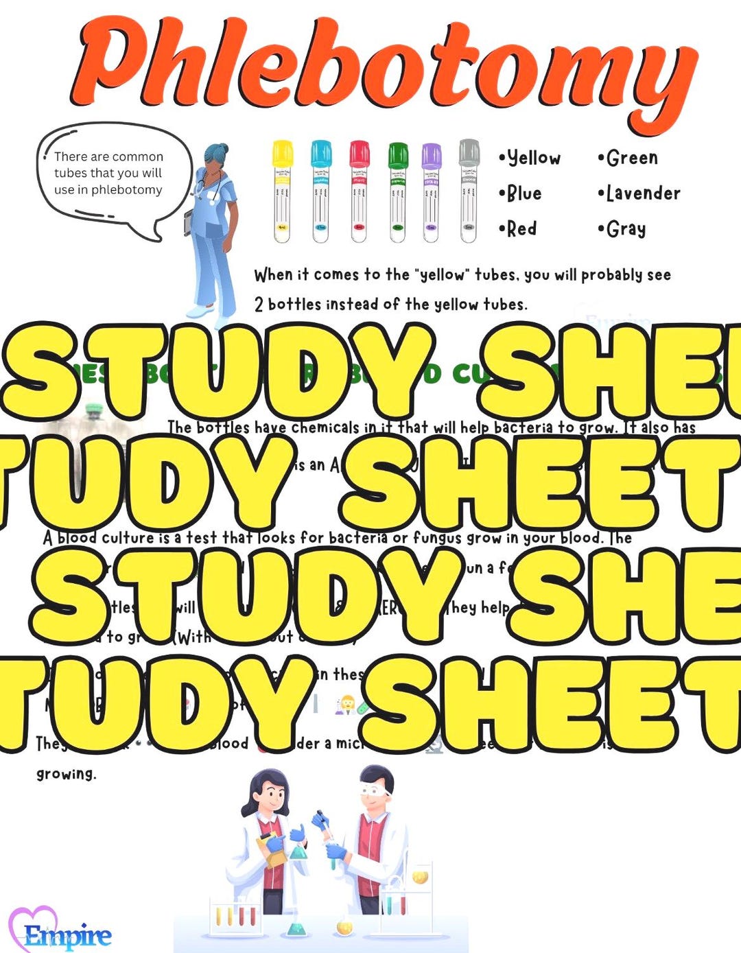 Simple Phlebotomy Study Sheets - Etsy