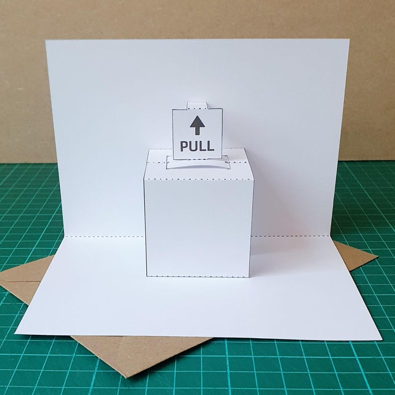 Doos met geheim compartiment afdrukbare pop-upkaart - DIY-sjabloon als ...